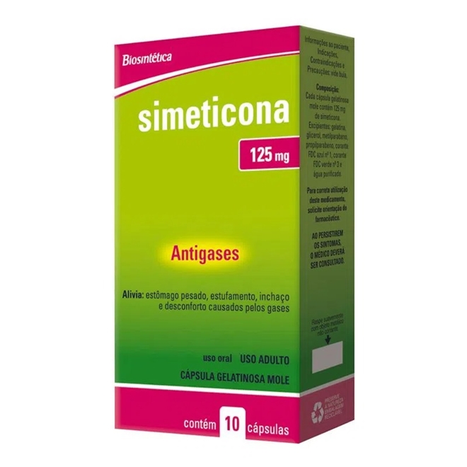 SIMETICONA 125 MG C/ 10 CPS - ANTIGASES SIMETICONA 125MG 10 CÁPSULAS ...